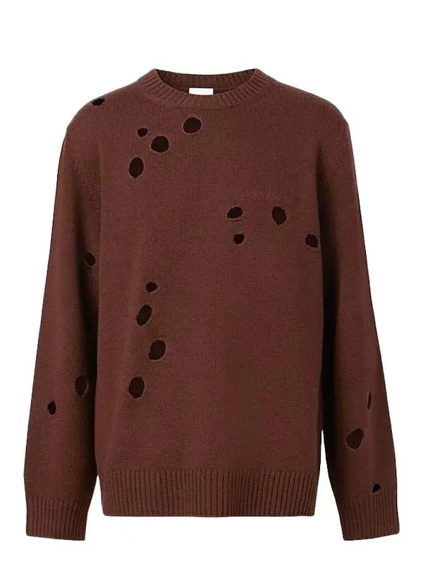 Burberry Cutout Detail Wool Sweater - Dark Red