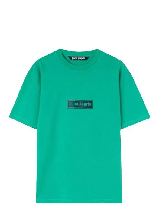 Palm Angels Garment Dye Box Logo T-shirt - Green/white