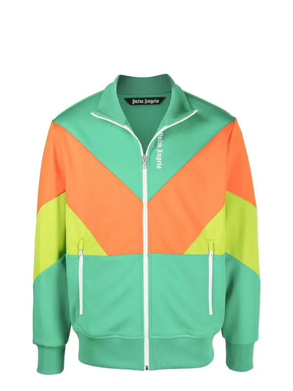 Palm Angels Colorblock Track Jacket - Forest Green/orange/lime Green