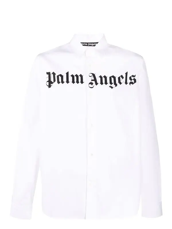 Palm Angels Classic Logo Cotton Poplin Shirt - White
