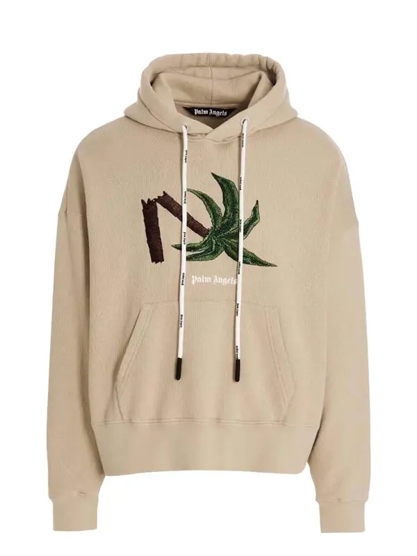 Palm Angels Broken Palm Hooded Sweatshirt - Beige/green