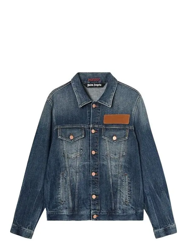 Palm Angels Embroidered Denim Jacket - Blue/brown