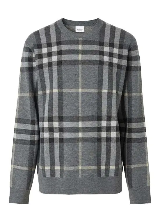 Burberry Check Pattern Wool-silk Sweater - Grey