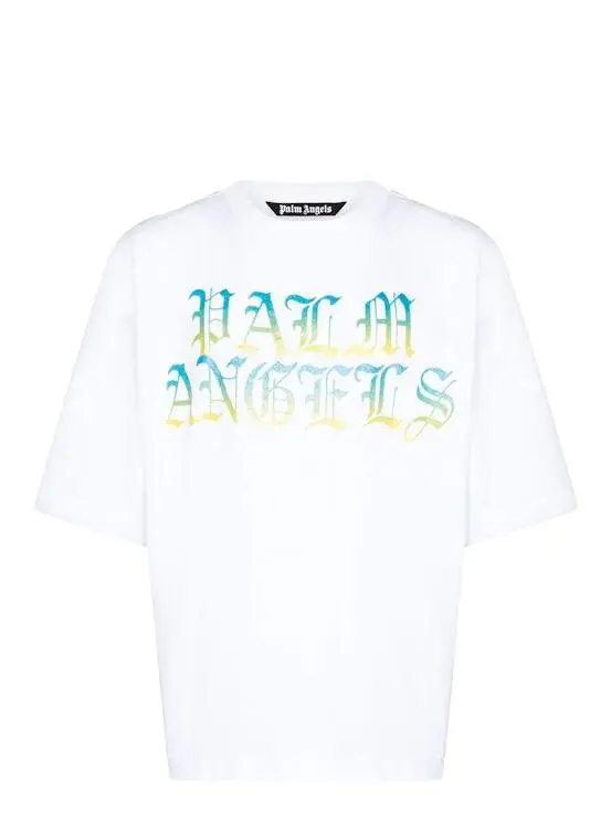 Palm Angels Degradé Logo Print Cotton T-shirt - White
