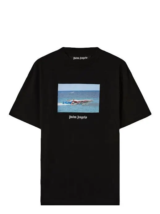 Palm Angels Getty Speedboat Classic Tee Shirt/in - Black/white