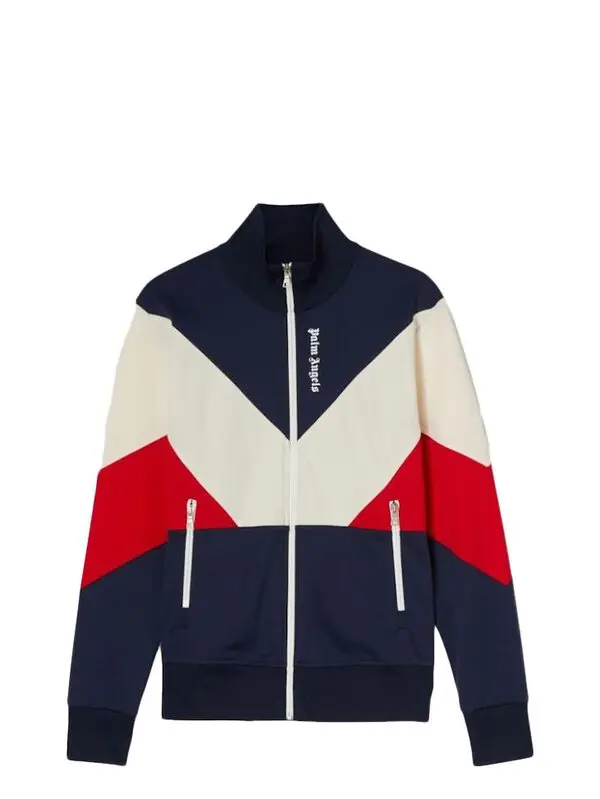 Palm Angels Colorblock Track Jacket - Navy Blue/white