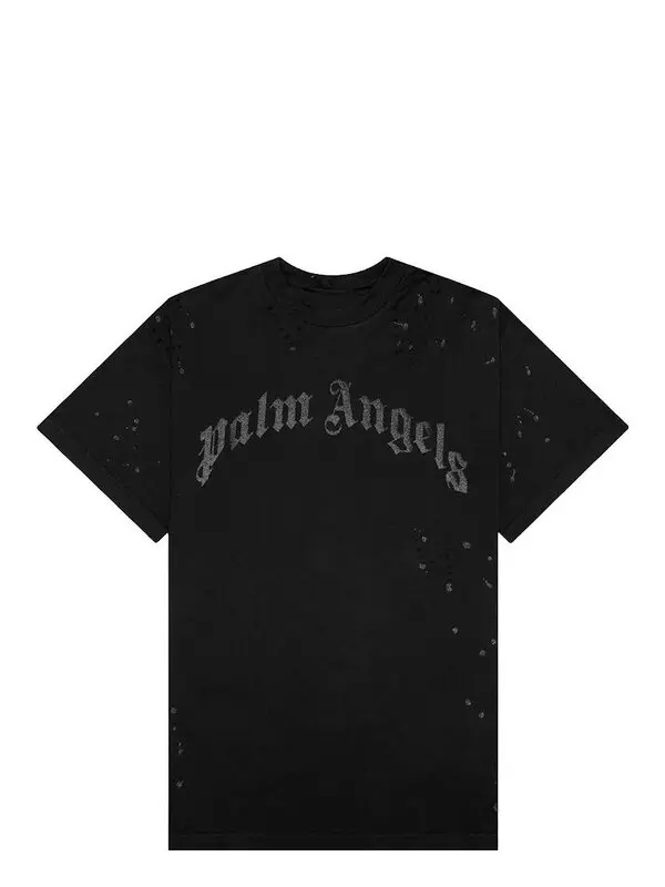 Palm Angels Glittered Logo T-shirt - Black