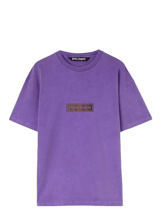 Palm Angels Garment Dye Box Logo T-shirt - Purple/white