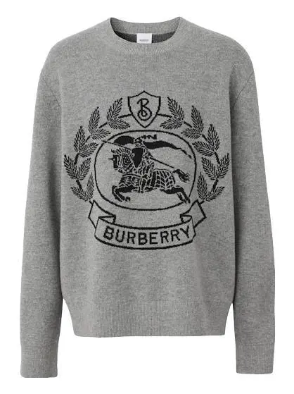 Burberry Wool Jacquard Oversized Sweater - Dark Thunder Grey
