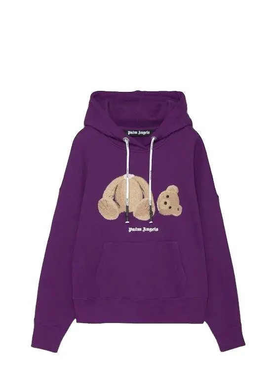 Palm Angels Bear Motif Hoodie - Purple