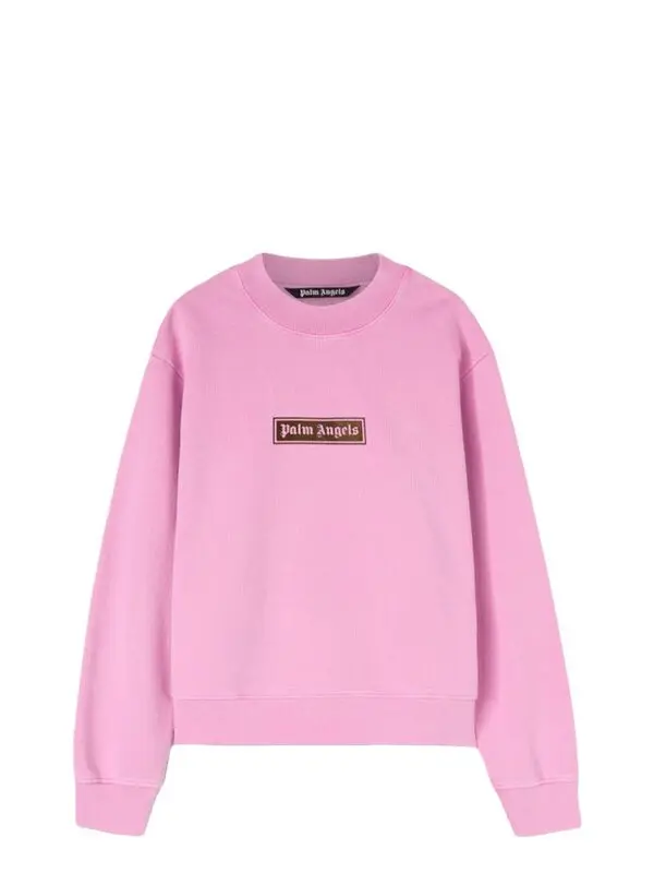 Palm Angels Box Logo Crewneck Sweatshirt - Fuchsia/black