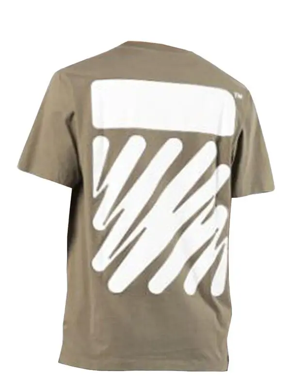 Off-White Off Off Wave Diag Print Slim Fit Tshirtin - Green/white