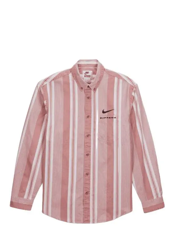 Supreme Nike Cotton Twill Shirt - Pink Stripe