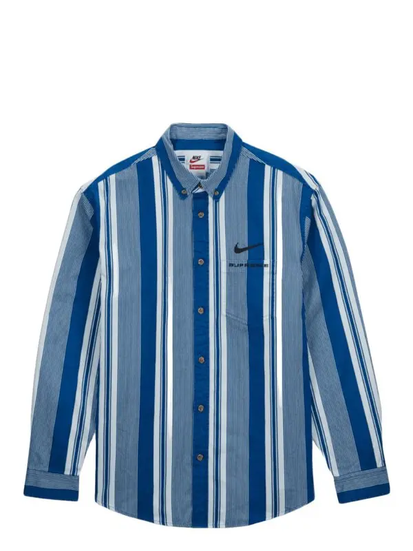 Supreme Nike Cotton Twill Shirt - Blue Stripe