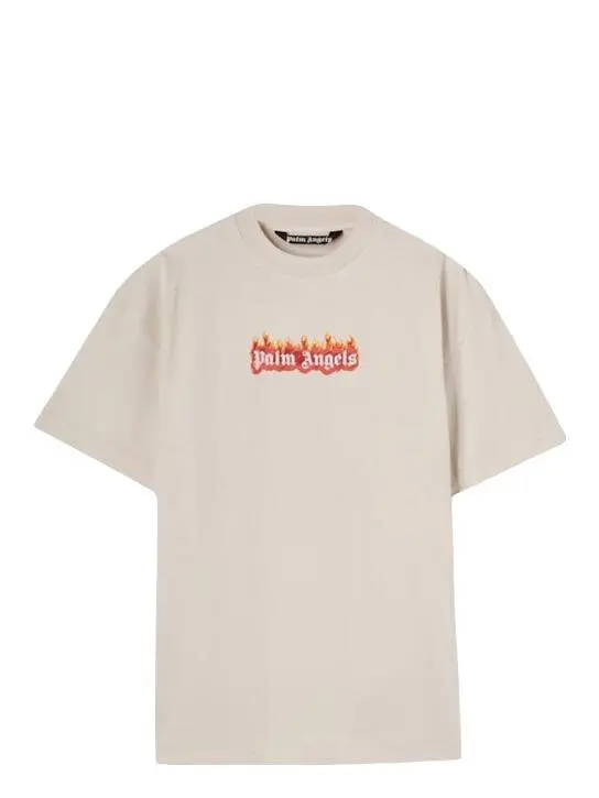 Palm Angels Garment Dye Burning Logo Classic T-shirt - Off White/black