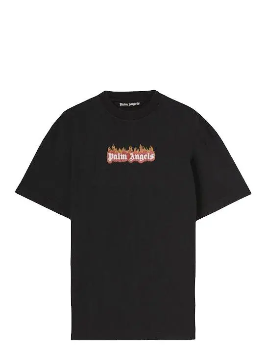 Palm Angels Garment Dye Burning Logo Classic T-shirt - Black/white