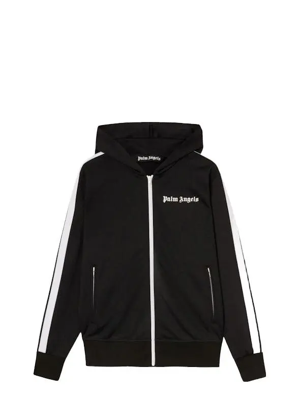 Palm Angels Hooded Track Jacket - Black/white