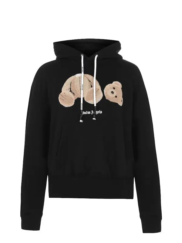 Palm Angels Bear Motif Hoodie - Black