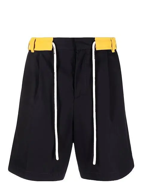 Palm Angels Drawstring Bermuda Shorts - Navy Blue/yellow