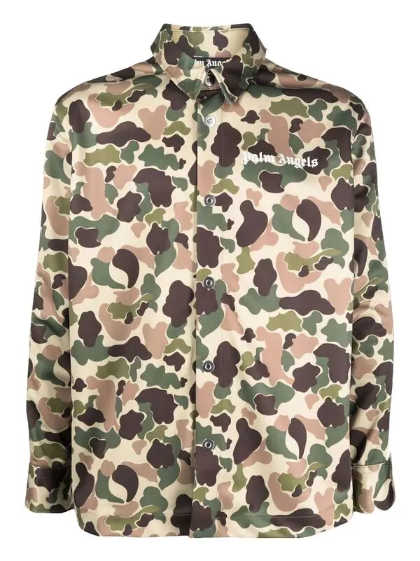 Palm Angels Camouflage Print Track Shirt - Green