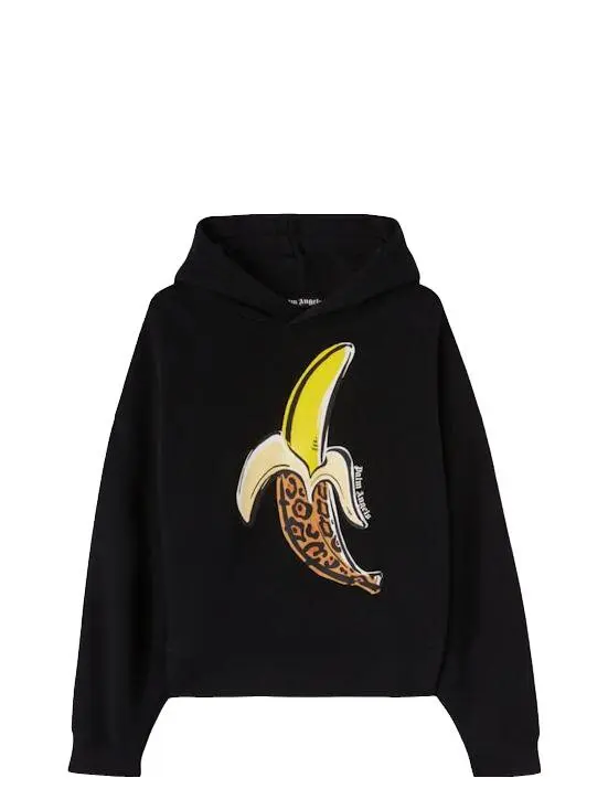 Palm Angels Leopard Banana Hooded Sweatshirt - Black/yellow