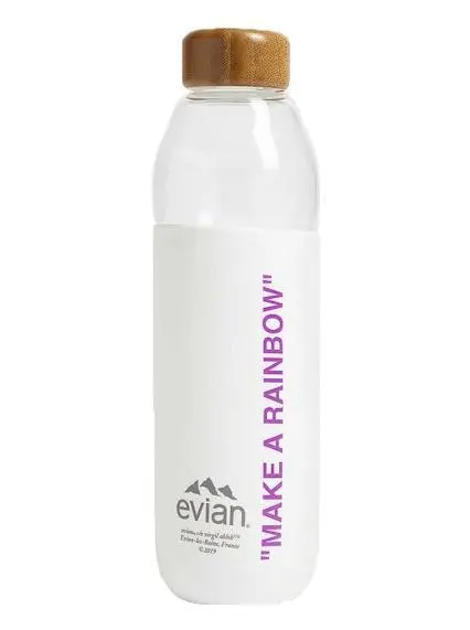 EVIAN BY VIRGIL ABLOH X Soma Refillable Glass Water Bottle - White/purple