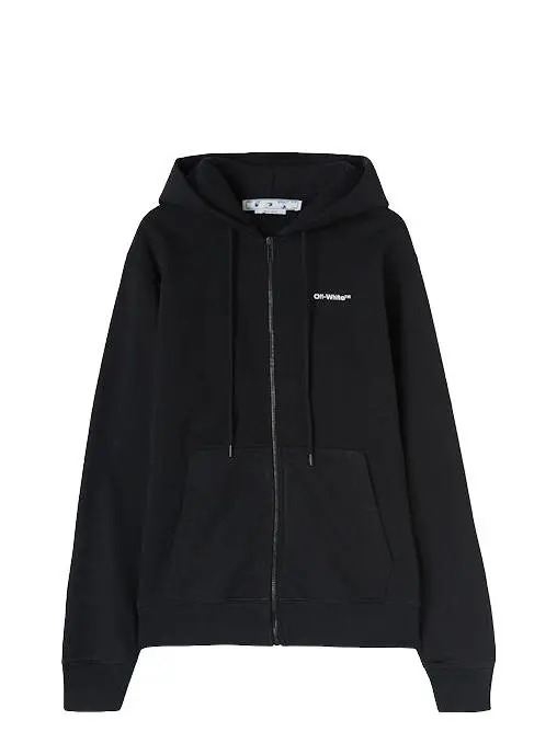 Off-White Diagonal Slim Zip Hoodie - Black/white