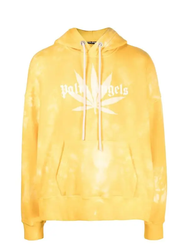 Palm Angels Leaf Tie-dye Hoodie - Yellow