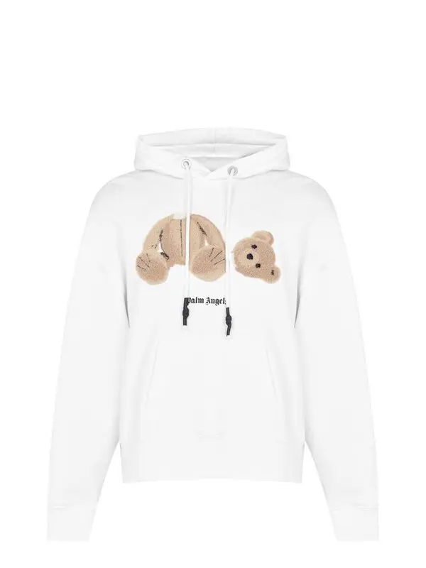 Palm Angels Bear Motif Hoodie - White