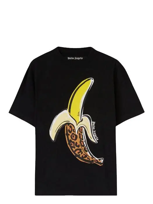 Palm Angels Leopard Banana Classic T-shirt - Black/yellow