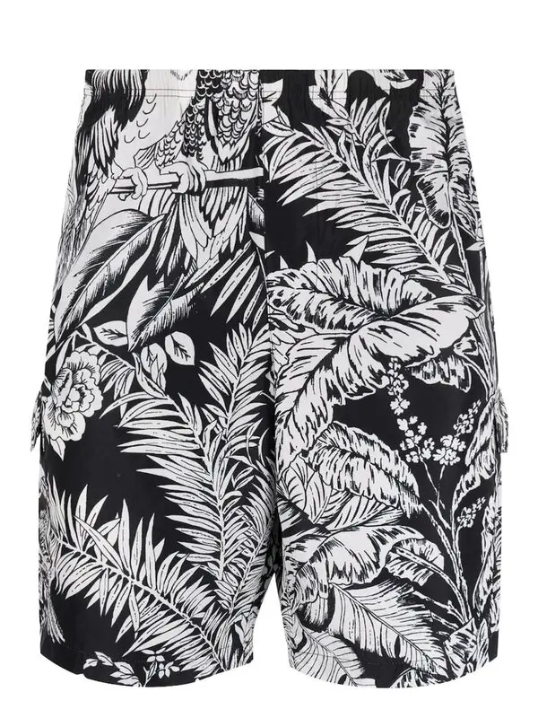 Palm Angels Jungle Parrots Swim Shorts - Black/white