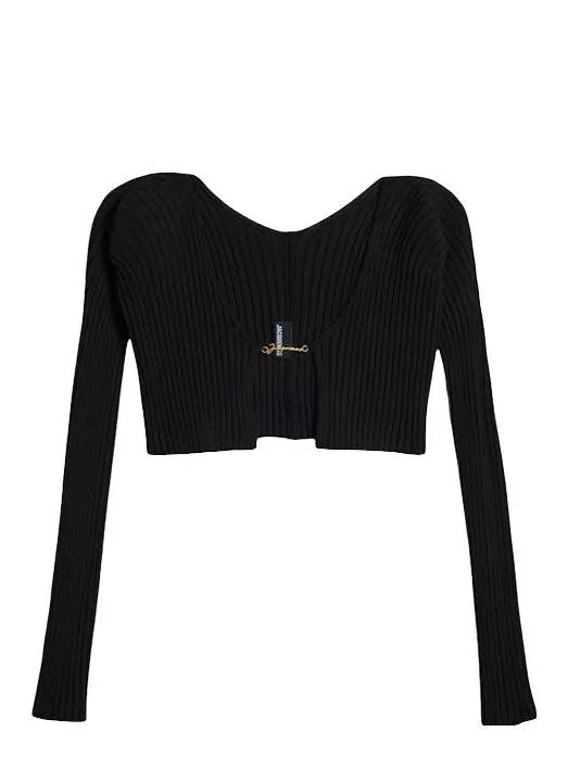Jacquemus La Maille Pralu Micro Charm Logo Cardigan - Black