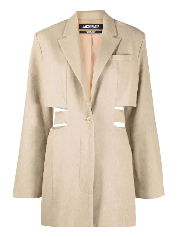 Jacquemus Bari Cutout Blazer Dress - Beige