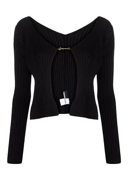 Jacquemus La Maille Pralu Longue Seamless Logo Cardigan - Black