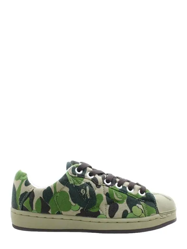 BAPE A Bathing Ape Skull Sta Kaws Camo Sneakers - Green