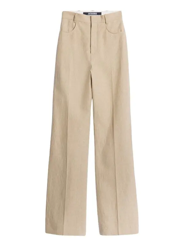 Jacquemus Le Pantalon Sauge High-waisted Flare Pants - Beige