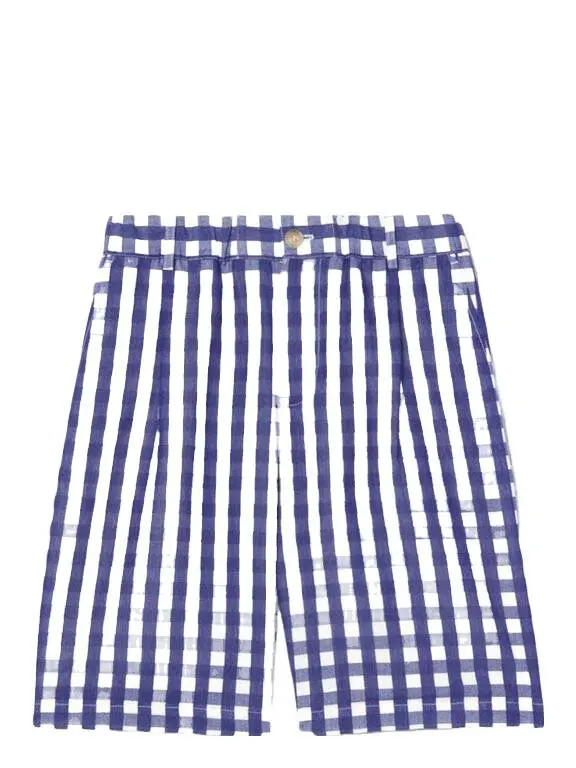 Jacquemus Le Short Gelati Pleated Shorts - Navy Blue Checks