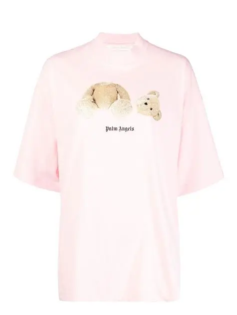 Palm Angels Bear-print Cotton T-shirt - Light Pink