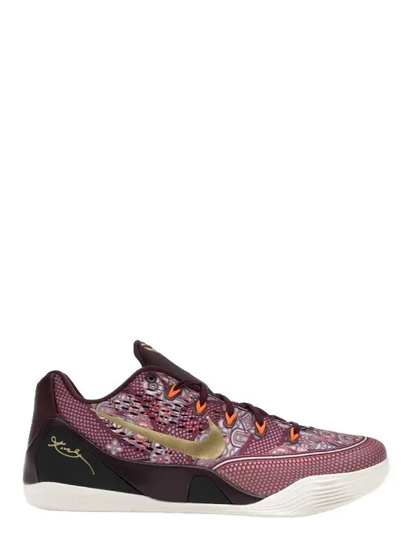 Nike Kobe 9 Em Low Silk Sneakers - Merlot/metallic Gold/total Orange