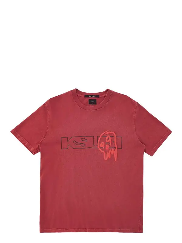Ksubi X Juice Wrld 999 Skull Kash Short Sleeve Tee Shirt - Blood Red