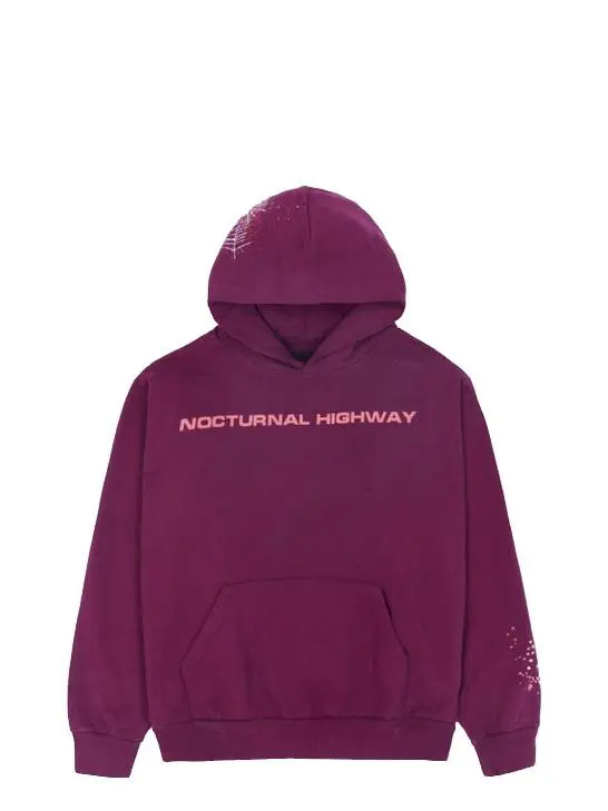 SP5DER Nocturnal Highway Hoodie - Dark Purple