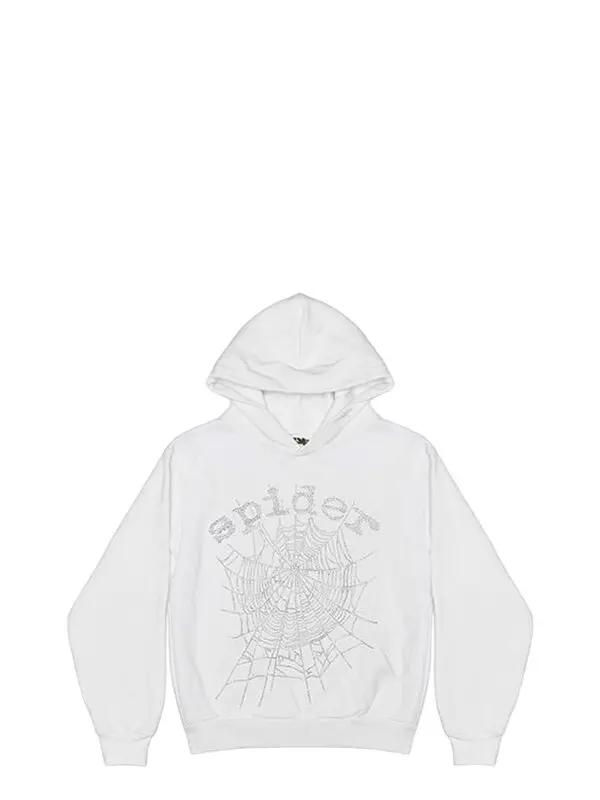 SP5DER Og Rhinestone Logo Hoodie - White
