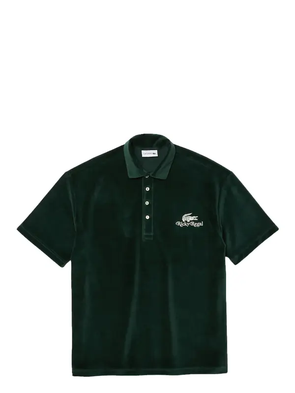 Lacoste X Ricky Regal Relaxed Fit Velvet Polo Shirt - Green