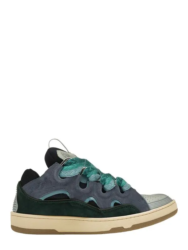 LANVIN Curb Low-top Sneakers - Grey/dark Green/light Blue