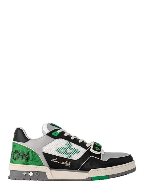 LOUIS VUITTON Trainer Monogram Strap Sneaker - Black/white/green