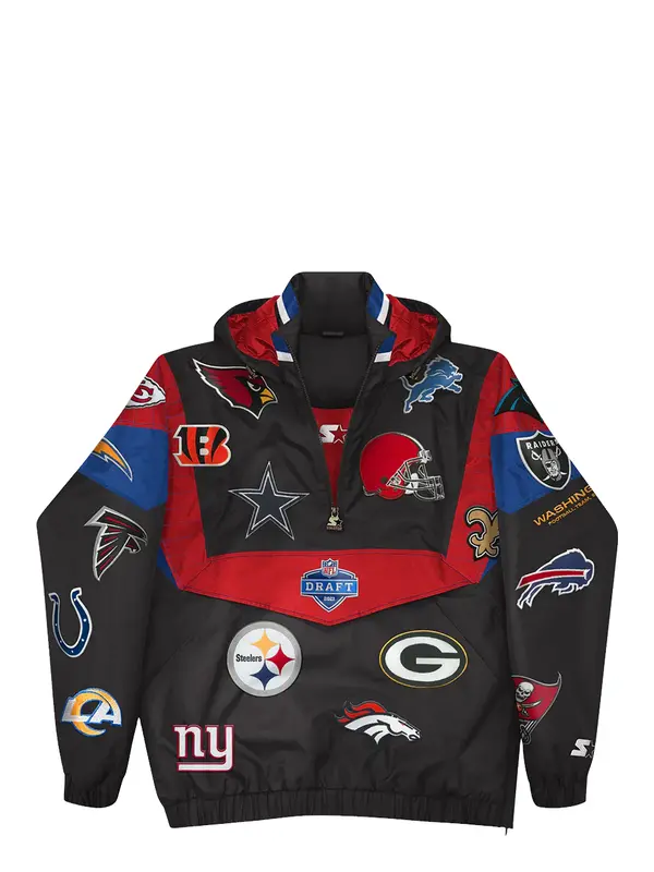 KID CUDI X Nfl Draft Limited Edition Starter Breakaway Pullover Jacket - Black