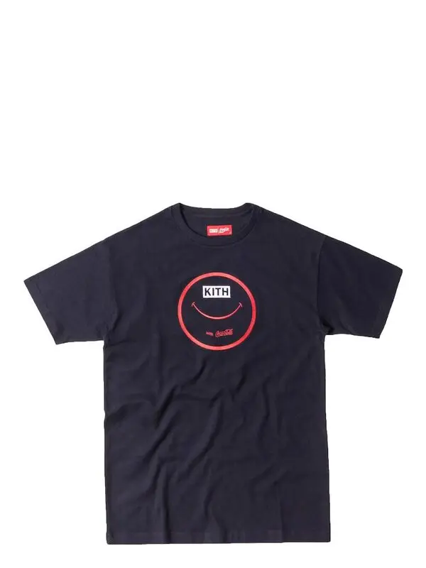 Kith Coca Cola Smile With Coke Tee Shirt - Navy Blue