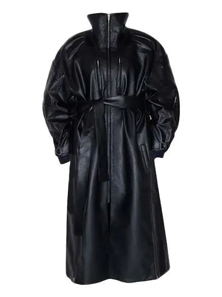 Khy Faux Leather Trench - Black