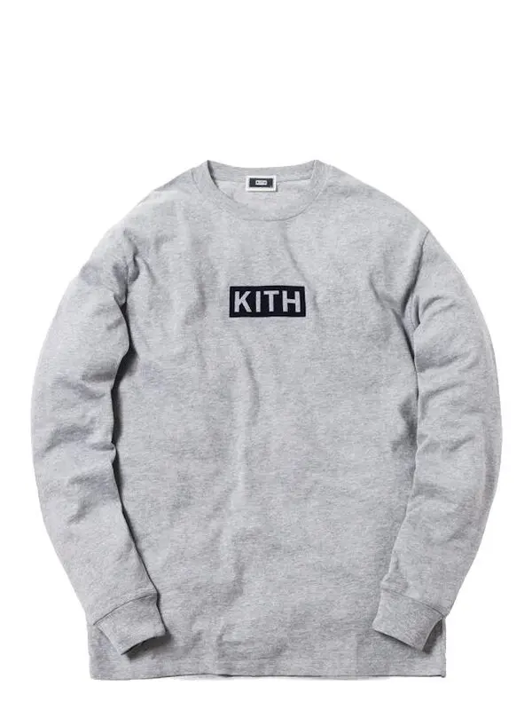 Kith Classic Logo Long Sleeve Tee Shirt - Heather Grey
