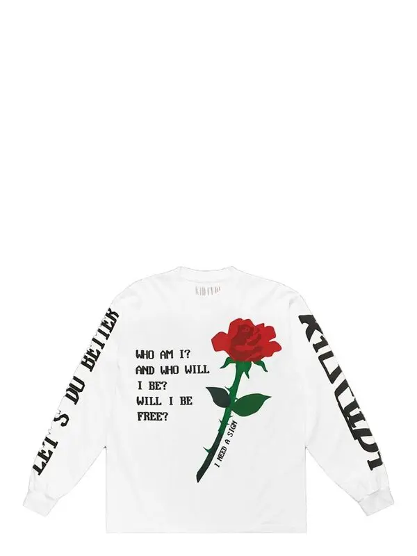 KID CUDI Rose Long Sleeve Tee Shirt - White